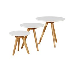 H&ouml;ffner Beistelltisch 3er-Set Gera &brvbar; wei&szlig; &brvbar; Ma&szlig;e (cm): H: 45 &Oslash;: 50