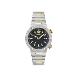 Versace Analoguhr 'Greca Logo Diver' Herren Gr&ouml;&szlig;e One Size marine / gold / silber