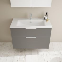 Burgbad Eqio Schrank mit Slim Keramik-Waschtisch, 2 Ausz&uuml;ge, SHBT092F6584C0001G0146,