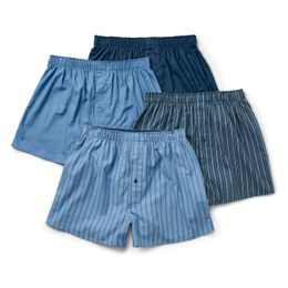 Tchibo - 4 Flanell-Boxershorts - Herren - Gr. M/5 - dunkelblau/gestreift