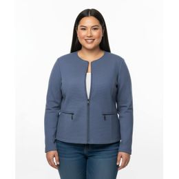sheego Gro&szlig;e Gr&ouml;&szlig;en Shirtblazer in Ripp-Optik, jeansblau, Gr&ouml;&szlig;e 44 - Damen