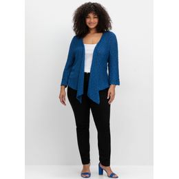 sheego by Joe Browns sheego Gro&szlig;e Gr&ouml;&szlig;en Strickjacke im H&auml;kel-Look, mit Zipfelsaum, blaubeere, Gr&ouml;&szlig;e 56/58 - Damen