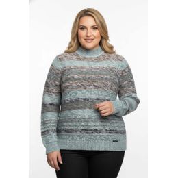 sheego Gro&szlig;e Gr&ouml;&szlig;en Langarm-Pullover mit Strickstruktur, jade-braun-meliert, Gr&ouml;&szlig;e 54 - Damen
