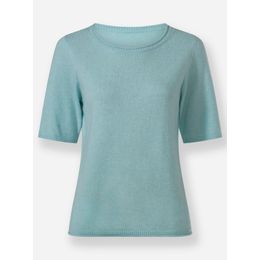 sheego Gro&szlig;e Gr&ouml;&szlig;en Feinstrickpullover mit Kaschmir, aqua-meliert, Gr&ouml;&szlig;e 52/54 - Damen