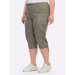 sheego Große Größen Caprihose mit weitenverstellbarem Saum, hellkhaki, Größe 25 - Damen