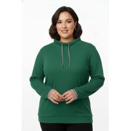 sheego Gro&szlig;e Gr&ouml;&szlig;en Sweatshirt mit gestreiftem Bindeband, gr&uuml;n, Gr&ouml;&szlig;e 44 - Damen