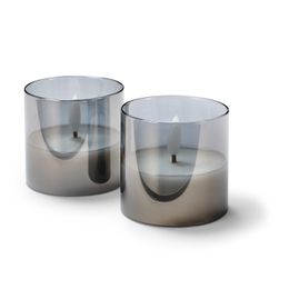 Tchibo - 2 LED-Echtwachskerzen im Glas - creme