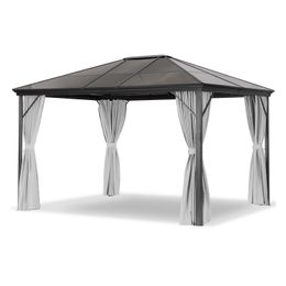 Leco Pavillon mit Seitenwänden - 365x300x270cm - anthrazit - Aluminium / Polyester / Stahl