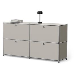 Tchibo - Sideboard Metall &raquo;Cn3&laquo; mit 4 Klappenf&auml;chern - 152x40x82,5cm - hellgrau - Stahl / Aluminium / Kunststoff