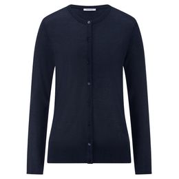 Peter Hahn - Strickjacke mit Rundhals-Ausschnitt, blau, Gr. 40 / M - Seide