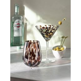 Gl&auml;ser-Set, braun, schwarz, B:12,5cm H:18cm, Glas, Trinkgef&auml;&szlig;e, Gl&auml;ser-Set
