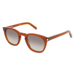 SAINT LAURENT SL 28 | Unisex-Sonnenbrille | Fassung: Vollrand, Eckig, Acetat, Braun | Glasfarbe: Grau Verlaufend