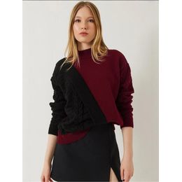 Bianco Lucci Pullover Damen Gr&ouml;&szlig;e S/L karminrot / schwarz