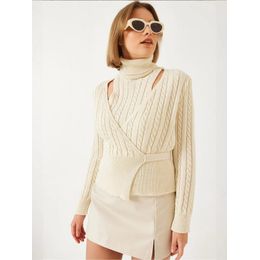 Bianco Lucci Set: Strickjacke und Stricktop Damen Gr&ouml;&szlig;e S/L creme