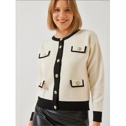 Bianco Lucci Strickjacke Damen Gr&ouml;&szlig;e S/L ecru / schwarz