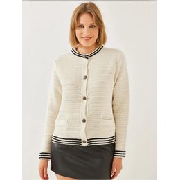 Bianco Lucci Strickjacke Damen Gr&ouml;&szlig;e S/L ecru / schwarz