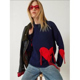 Bianco Lucci Pullover Damen Gr&ouml;&szlig;e S/L marine / rot