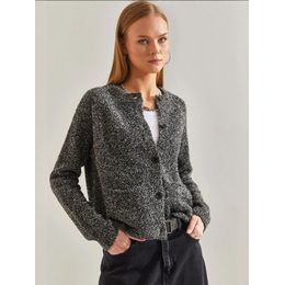 Bianco Lucci Strickjacke Damen Gr&ouml;&szlig;e S/L schwarzmeliert
