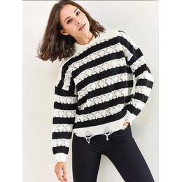 Bianco Lucci Pullover Damen Gr&ouml;&szlig;e S/L schwarz / wei&szlig;