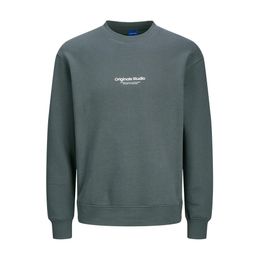 Jack & Jones Jack & Jones Sweatshirt 'JWHVESTERBRO' Herren Gr&ouml;&szlig;e L dunkelgrau / wei&szlig;