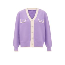 carato Strickjacke Damen Gr&ouml;&szlig;e XS/S lila / lavendel / wollwei&szlig;