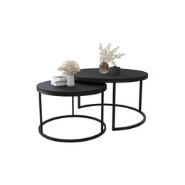 Selsey Couchtisch 2er Set schwarz Ma&szlig;e (cm): H: 46 &Oslash;: 80.0 &raquo; M&ouml;bel Kraft