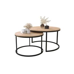 Selsey Couchtisch 2er Set holzfarben Ma&szlig;e (cm): H: 46 &Oslash;: 80.0 &raquo; M&ouml;bel Kraft