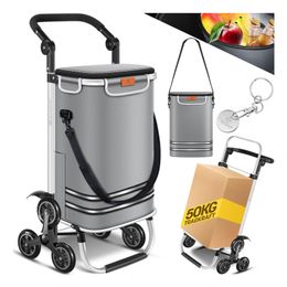Kesser&reg; Einkaufstrolley Treppensteiger mit K&uuml;hlfach klappbar mit 56L Kapazit&auml;t und belastbar bis 50kg 3in1 Trolley Sackkarre & Umh&auml;ngetasche Faltbarer Einkaufswagen inkl. Einkaufschip