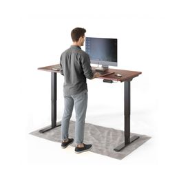 DESKSPACE Pro Plus Elektrisch Schreibtisch, Mahagoni Tischplatte / Schwarz Gestell / 140x70 cm