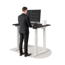 DESKSPACE Titan Schreibtisch mit 4 Beinen, Schwarz Tischplatte / Weiß Gestell / 120x60 cm