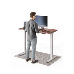 DESKSPACE Pro Plus Elektrisch Schreibtisch, Mahagoni Tischplatte / Weiß Gestell / 120x60 cm