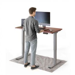 DESKSPACE Pro Plus Elektrisch Schreibtisch, Mahagoni Tischplatte / Grau Gestell / 120x60 cm