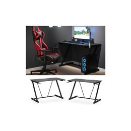 VICCO Gaming Tisch Schreibtisch Hudson Z-Form Getr&auml;nkehalter Computertisch Gamer
