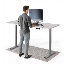 DESKSPACE Pro Plus Elektrisch Schreibtisch, Weiß Tischplatte / Grau Gestell / 180x80 cm