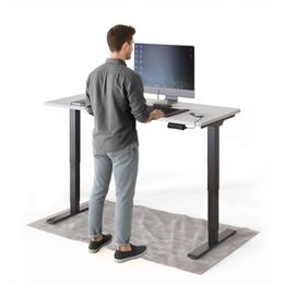 DESKSPACE Pro Plus Elektrisch Schreibtisch, Weiß Tischplatte / Schwarz Gestell / 140x70 cm