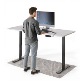 DESKSPACE Pro Plus Elektrisch Schreibtisch, Weiß Tischplatte / Schwarz Gestell / 180x80 cm