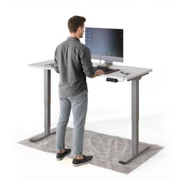 DESKSPACE Pro Plus Elektrisch Schreibtisch, Weiß Tischplatte / Grau Gestell / 140x70 cm