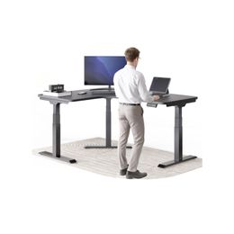 DESKSPACE Elektrisch höhenverstellbarer Eck-Tisch, Schwarz Tischplatte / Schwarz Gestell