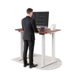 DESKSPACE Titan Schreibtisch mit 4 Beinen, Mahagoni Tischplatte / Weiß Gestell / 120x60 cm