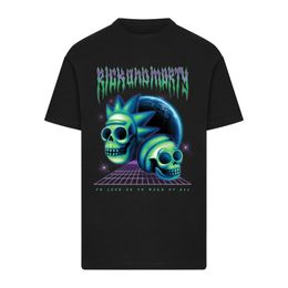 Merchcode T-Shirt 'Rick & Morty Skull' Herren Gr&ouml;&szlig;e S royalblau / hellgr&uuml;n / lila / schwarz