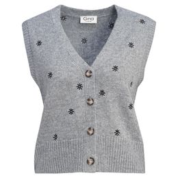Gina Damen Strickweste mit Allover-Stickerei