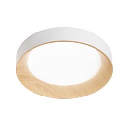 LED-Deckenlampe Arka, Ø 50 cm, weiß/Holzoptik, Metall, CCT