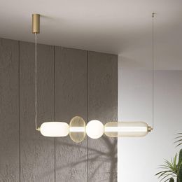 LED-Hängelampe INKAS, Höhe 90 cm goldfarben Glas/Metall, CCT