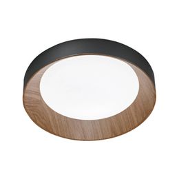 LED-Deckenlampe Arka, Ø 40 cm, schwarz/Holzoptik, Metall CCT
