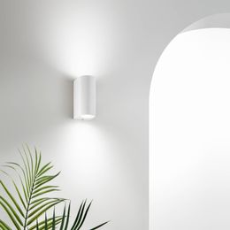 Außenwandlampe ONE, weiß, Höhe 13 cm, Metall IP54, 2-flg.