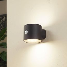 LINDBY LED-Solar-Wandleuchte Amren, schwarz, ABS, Sensor