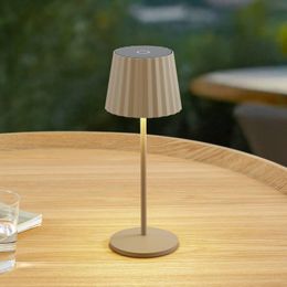 LINDBY LED-Akku-Tischleuchte Esali, beige, Metall, IP65