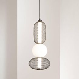 LED-Hängelampe INKAS, Höhe 53 cm, schwarz, Glas/Metall, CCT