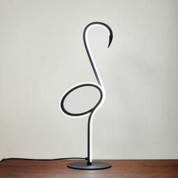 LINDBY LED-Tischleuchte Pajaro, 49cm, schwarz, Alu, Flamingo