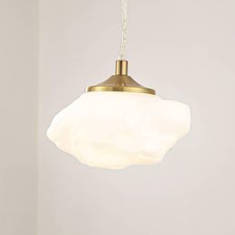LINDBY H&auml;ngeleuchte Piatra, opal/messing, Glas, &Oslash; 16 cm, G9